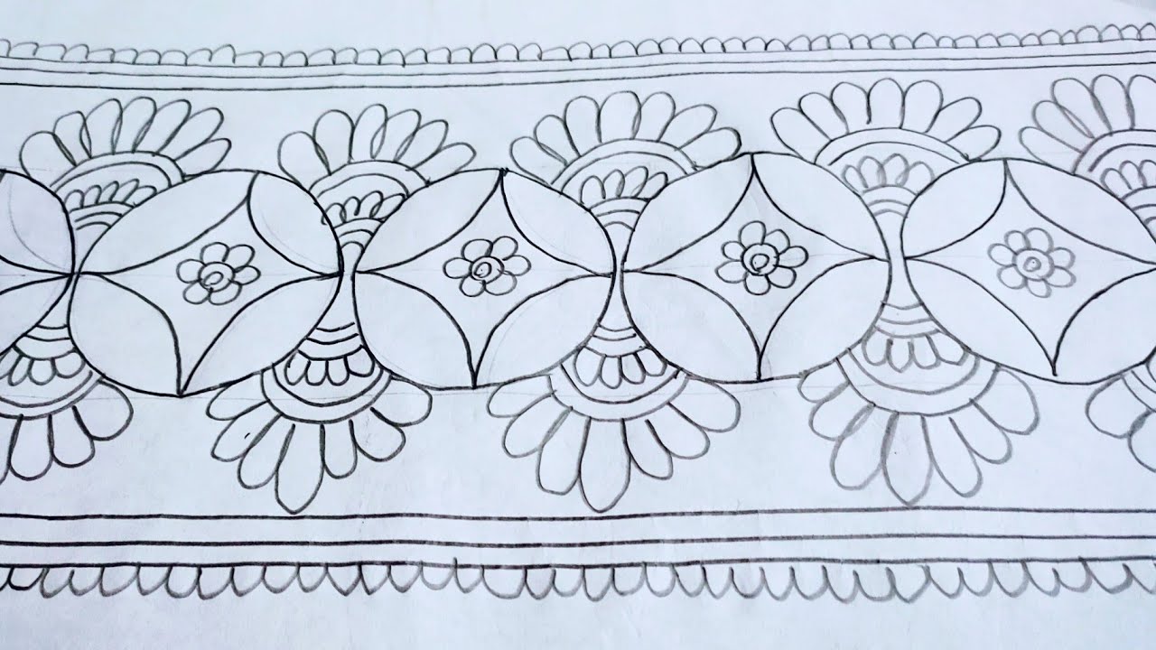 Phulkari jamar design drawing | Phulkari jamar design | Hand embroidery ...