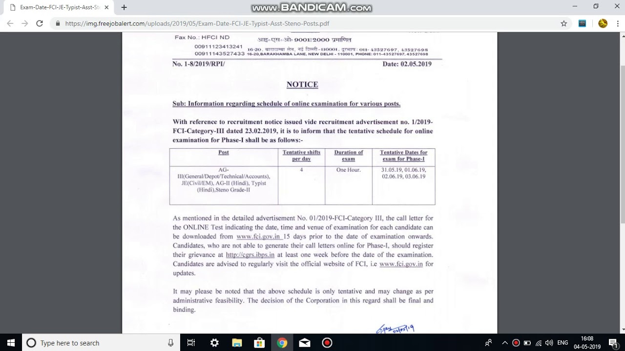 FCI EXAM DATE ANNOUNCED!!!!! - YouTube