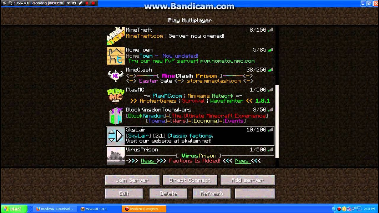 minecraft cara join server vers 1.8 - YouTube