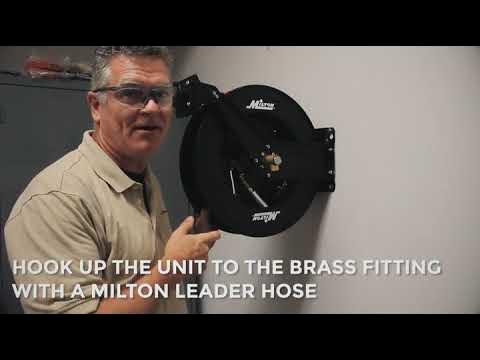 Milton 2780-50D - Steel Dual Arm Auto-Retractable Air Hose Reel, 1/2" x 50 ft. Rubber Hose - 300 ...