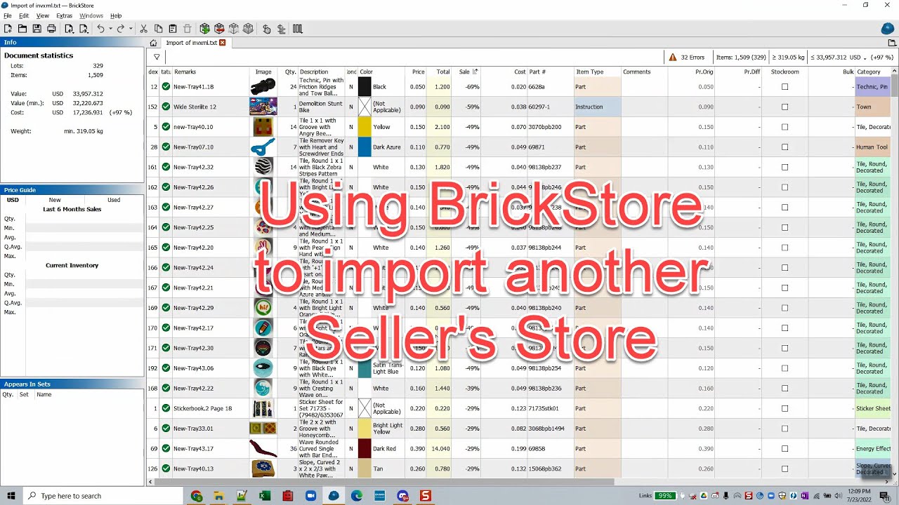 Uploading another store's bricklink inventory after a buyout - YouTube
