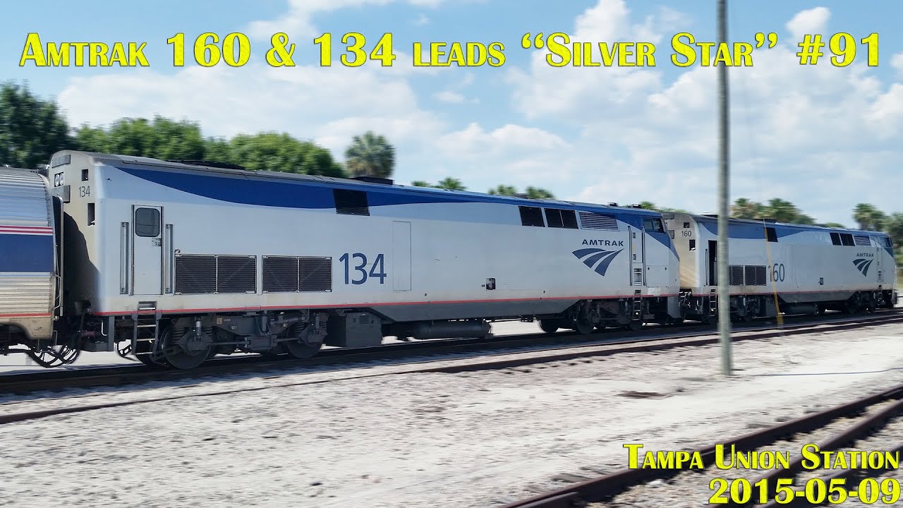 Amtrak 160 & 134 leads ''Silver Star'' #91 - YouTube