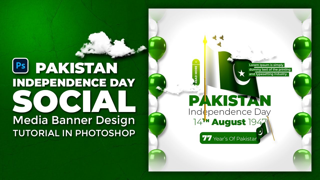 Pakistan Independence Day Social Media Banner Design in Adobe Photoshop ...