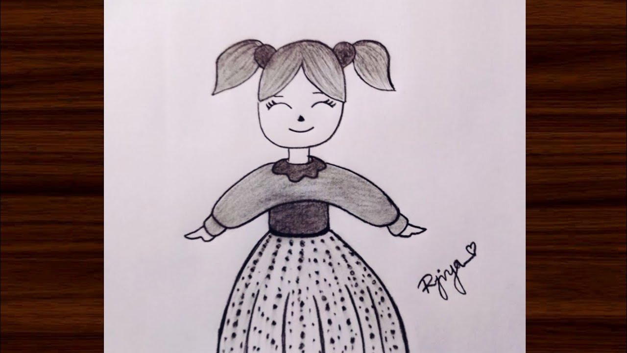 How to draw a cute doll.|| Easy doll drawing with pencil for beginners ...