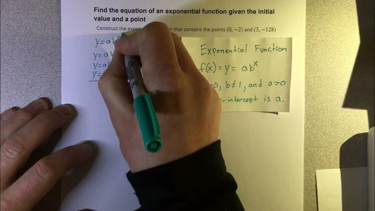 Find the equation of an exponential function given the initial value ...