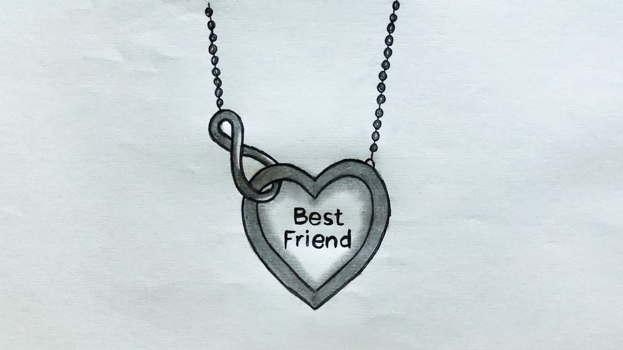 Best friend locket drawing- Bff drawing | pencil drawing easy for ...