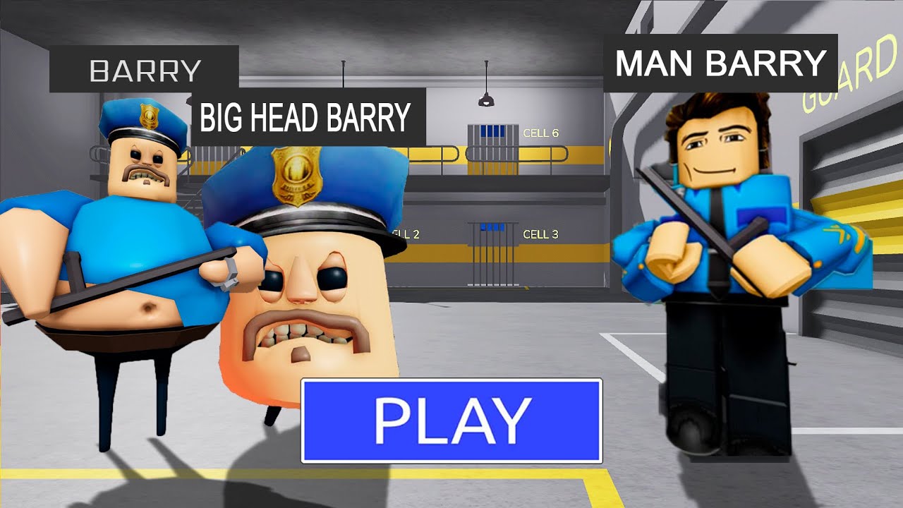 MAN BARRY in BIG HEAD BARRY SCARRY BARRY'S PRISON RUN! ★ New Barry Obby ...