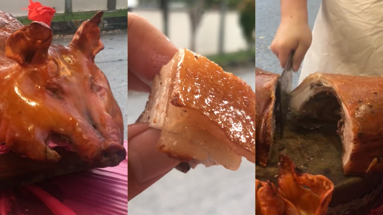 Chinese Favourite Dishes - Crispy, Juicy & Tender Roasted Pig, Chopping ...