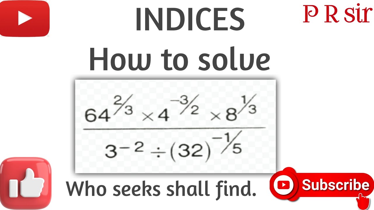 class 9 Indices how to solve (64²/³ * 4⁻³/² * 8¹/³)/{3⁻² / (32)⁻¹/⁵ ...