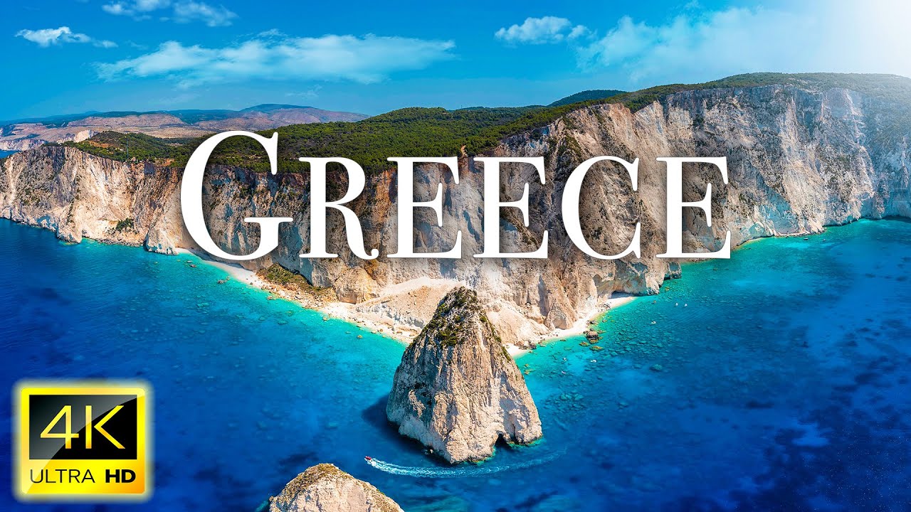 FLYING OVER GREECE (4K Video UHD) - Relaxing Music With Beautiful ...