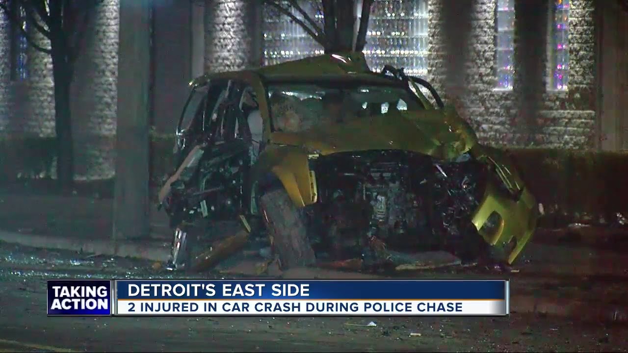 2 injured in car crash during police chase in Detroit - YouTube