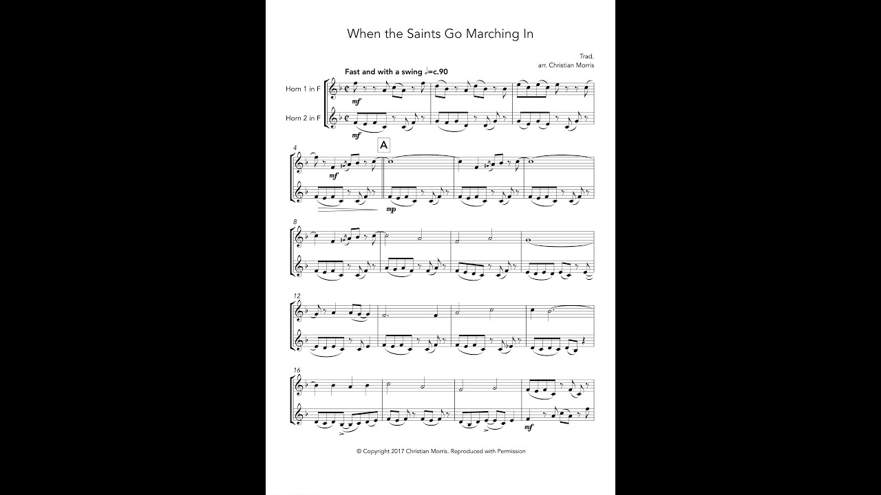 When the Saints Go Marching In (Fantasy) for French Horn Duet - YouTube