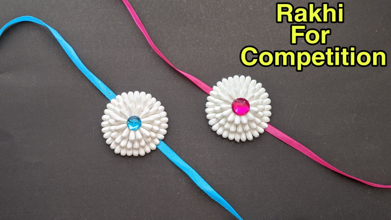 How to make Rakhi at home with cotton bud | Easy rakhi making for ...