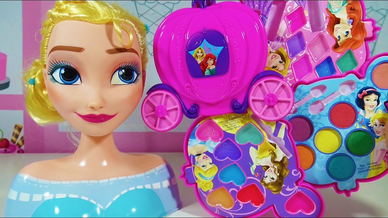 Disney Frozen Elsa Styling Head Playset & Disney Princess Make Up ...