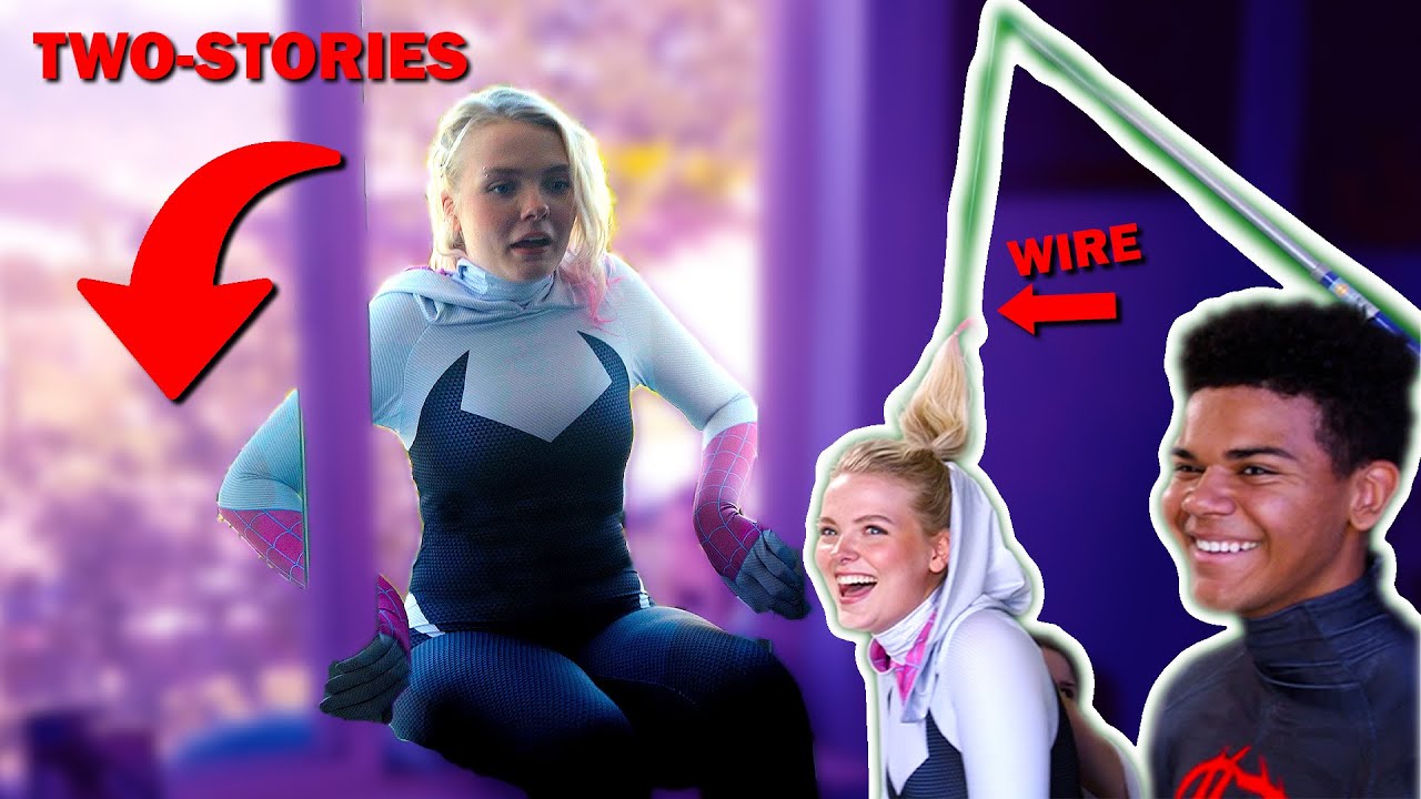 Spider-Gwen falls out of window - YouTube