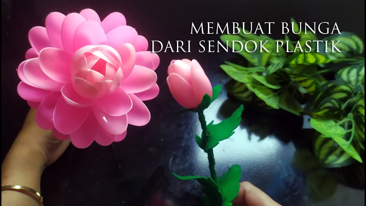 Membuat Bunga Cantik Merekah Kerajinan dari Sendok Plastik | DIY Pink ...