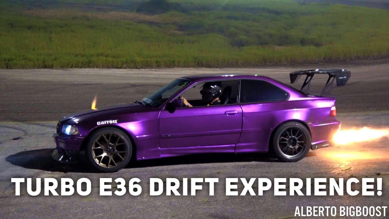 TURBO BMW E36 HUGE FLAMES GIANT CLOUDS OF SMOKE DRIFTING - YouTube