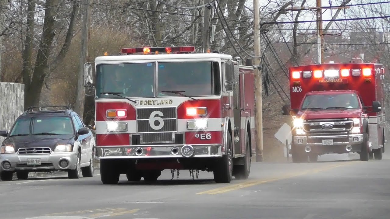 Portland, ME Fire Department Engine 6 & MedCu 6 Responding - YouTube