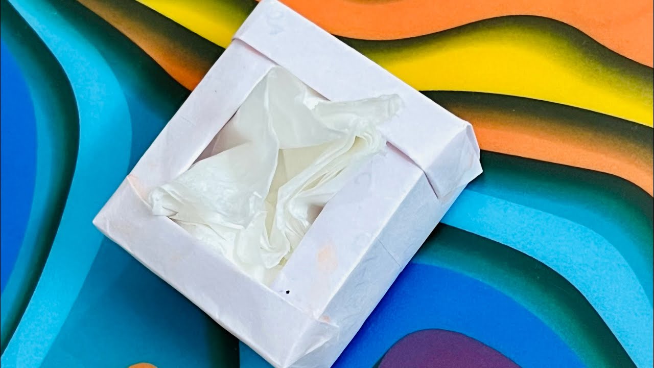 Cute miniature version of Tissue box from paper | Paper Craft | Day 12/ ...