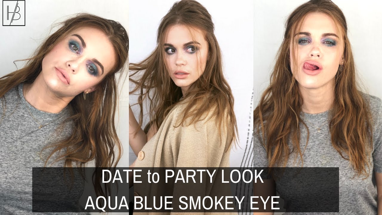 DATE TO PARTY LOOK AQUA GREEN SMOKEY EYE- HOLLAND RODEN - YouTube