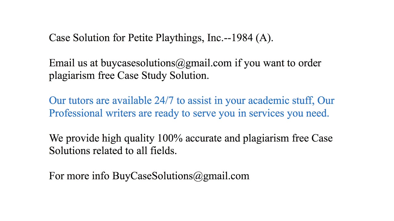 Case Solution Petite Playthings, Inc. 1984 (A) - YouTube