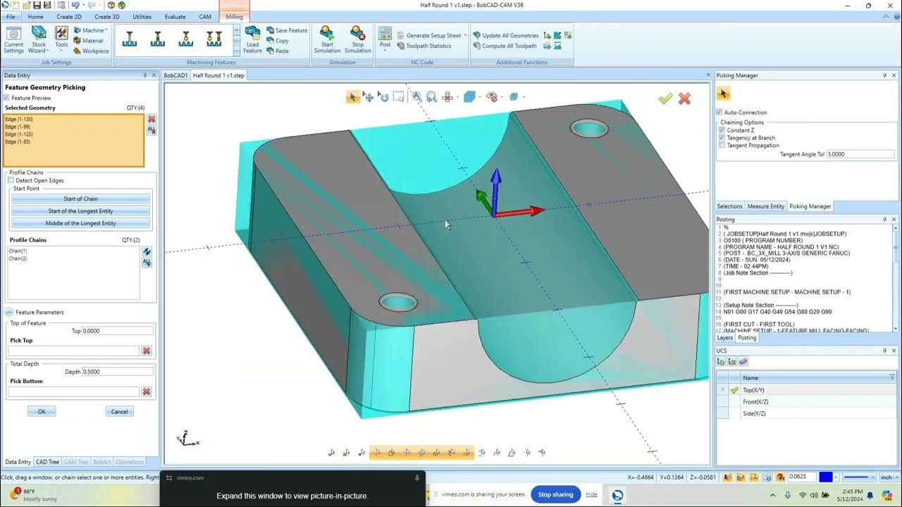 BobCAD CAM V36 3D Machining Example - YouTube