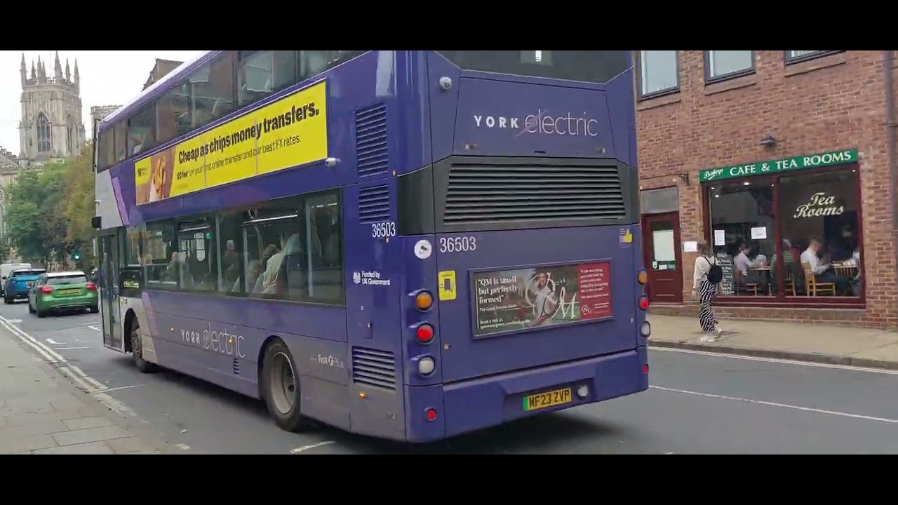 first york electric double decker bus 36503 mf23 zvo on the 6 - YouTube
