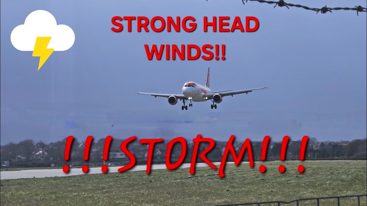 STRONG head wind, Airbus TURBULENT landing - YouTube