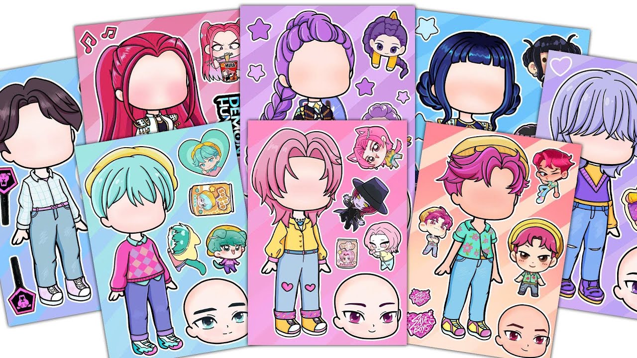 (😈Paper DIY 😈) SAJA BOYS x HUNTRIX Sticker Book | KPOP DEMON HUNTERS ...