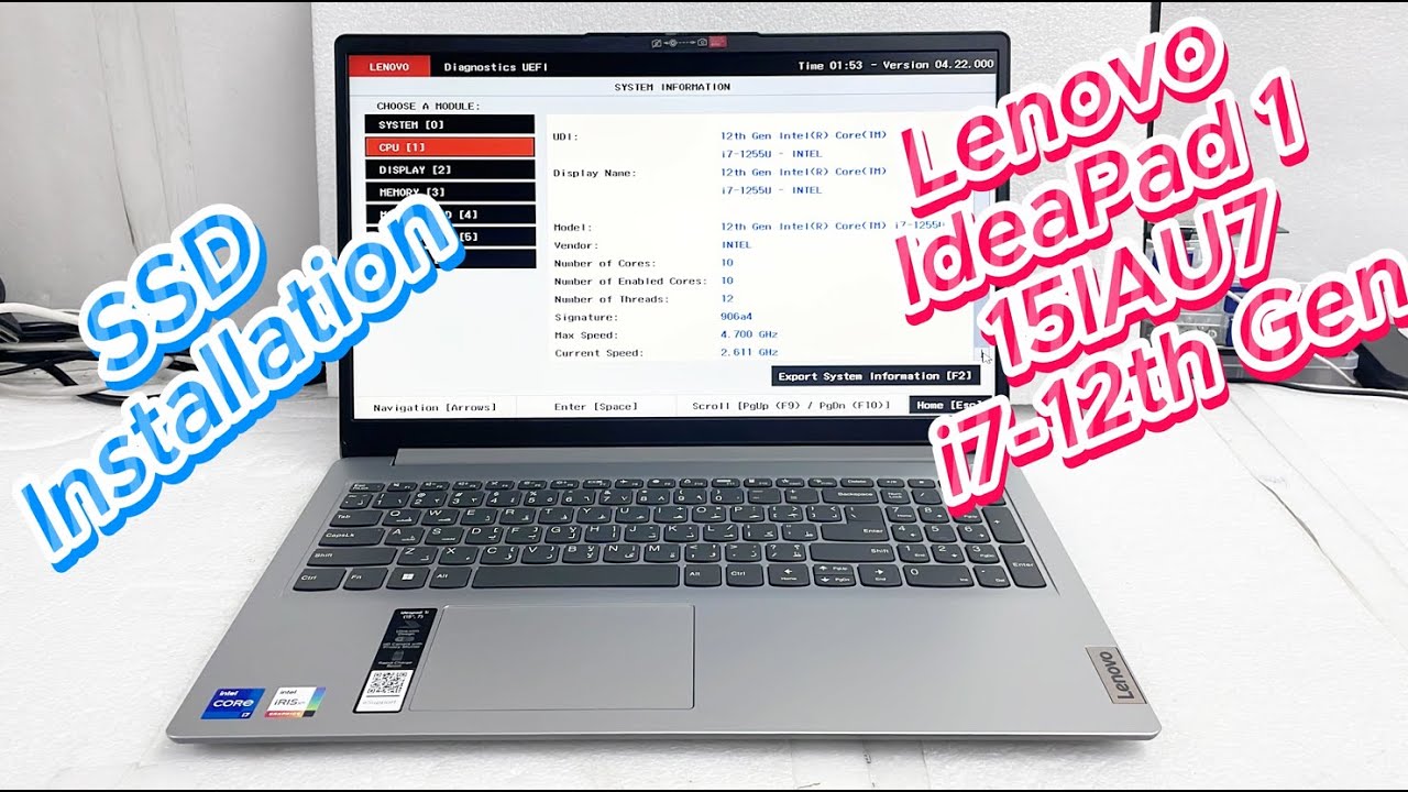 Lenovo IdeaPad 1 15IAU7 i7-12th Gen SSD Installation Guide | 82QD00F0AX ...