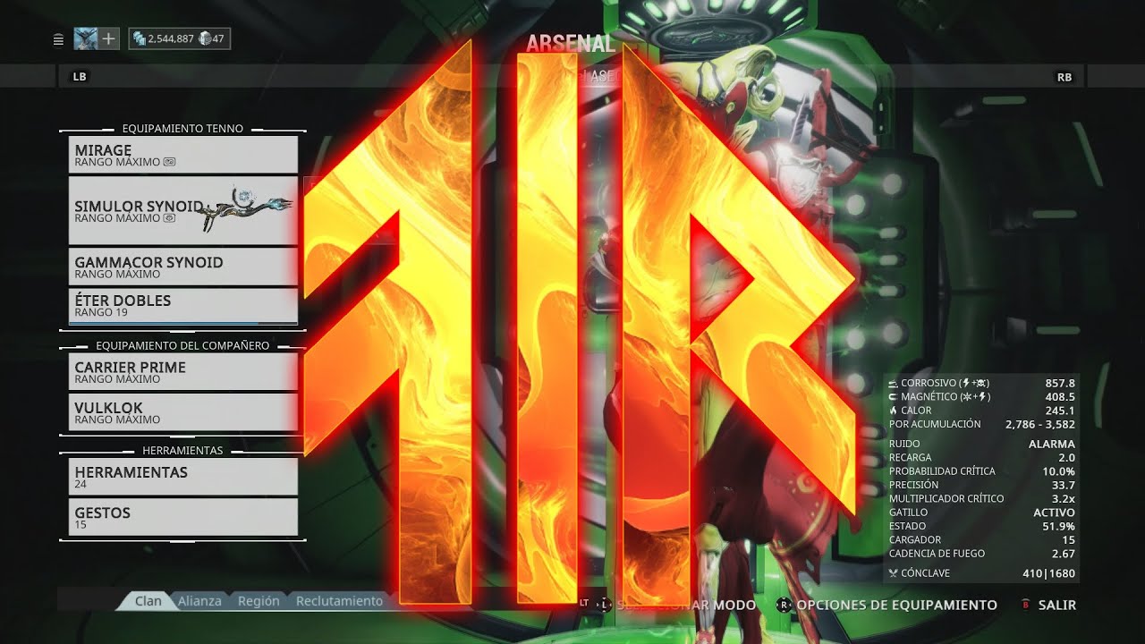 WARFRAME CONFIGURACION O BUILD DE LA SIMULOR SINOID - YouTube