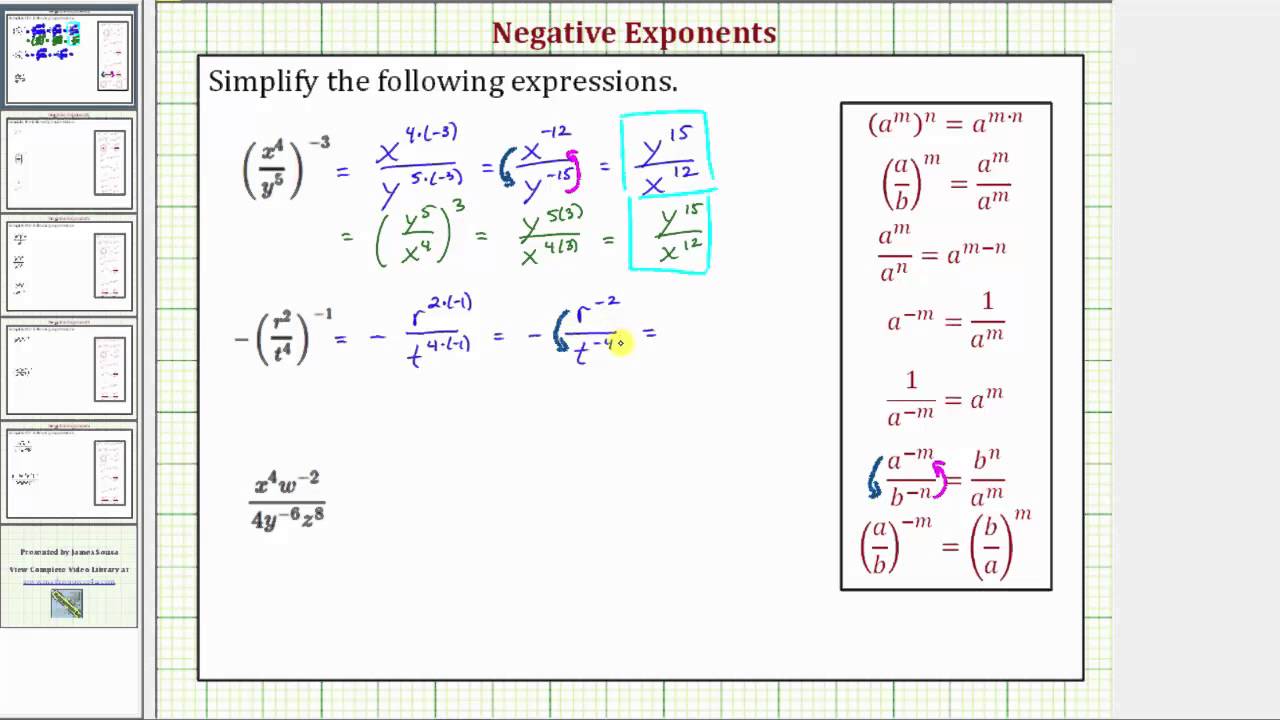 Ex Negative Exponents Fractions With Powers Raised To Powers YouTube