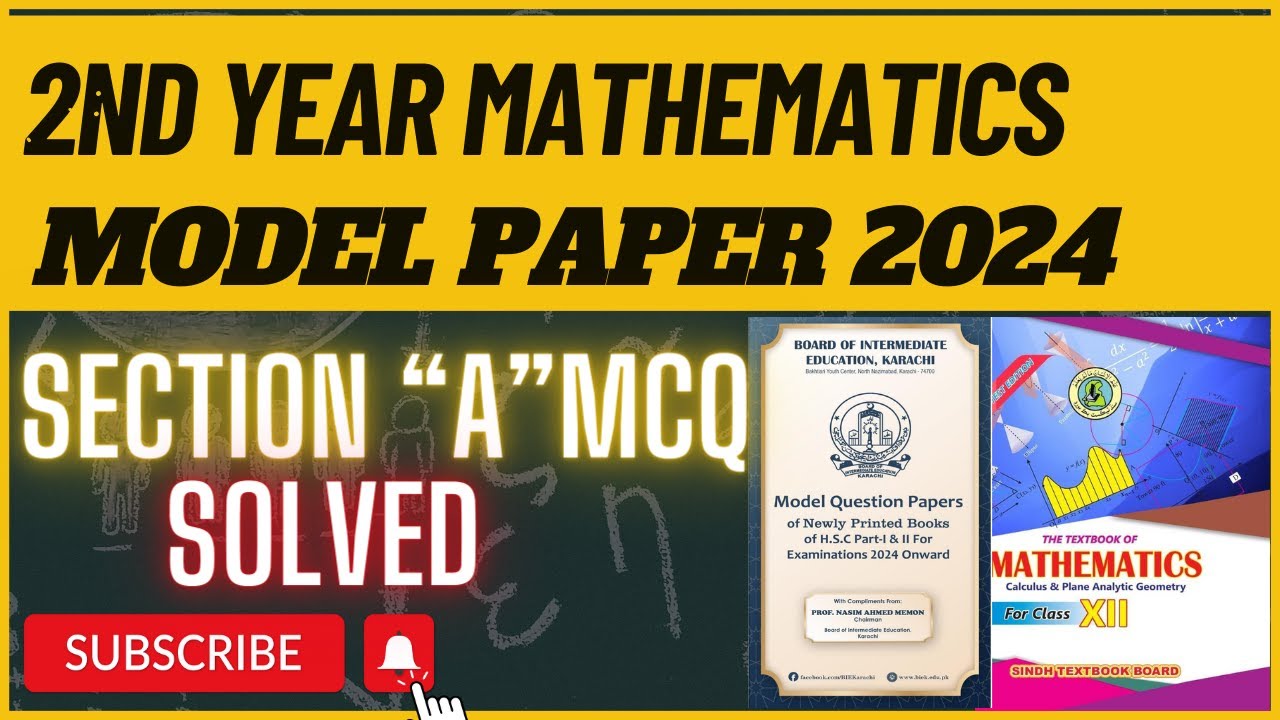 Class 12 Mathematics Model Paper Solved 2024 Sindh Board Mathematics ...