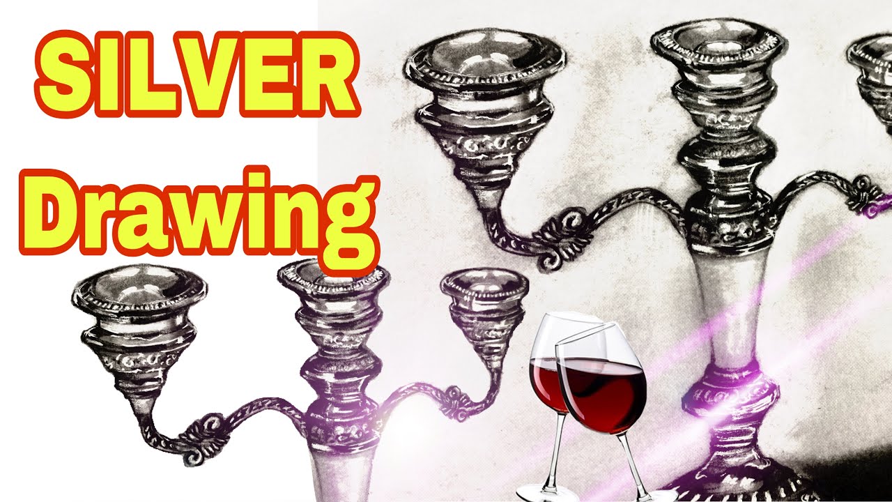 How to draw Silver “candle holder” #freehand #silver #drawingsilver # ...
