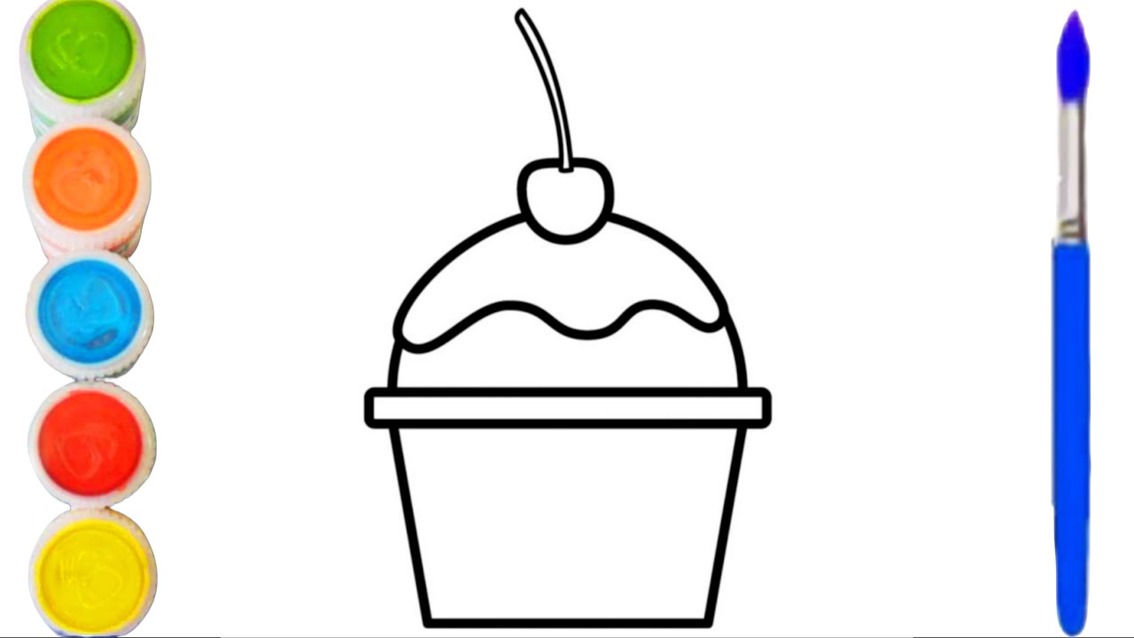 How To Paint A Cupcake 🧁 Step By Step For Kids / Drawing Cupcake ...