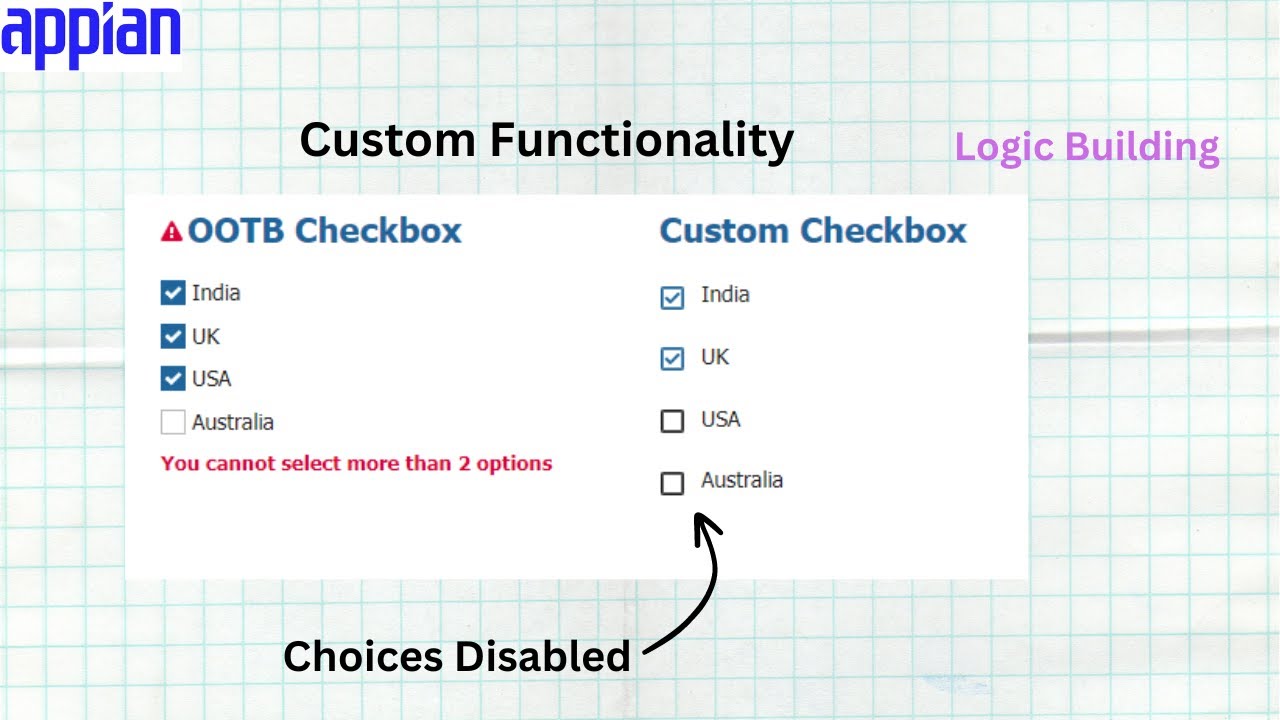 Custom Checbox Logic Builing Concept Appian Tutorials Youtube
