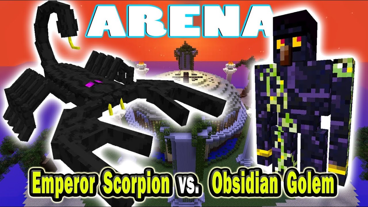 Minecraft Arena Battle Emperor Scorpion Boss vs. Obsidian Golem - YouTube