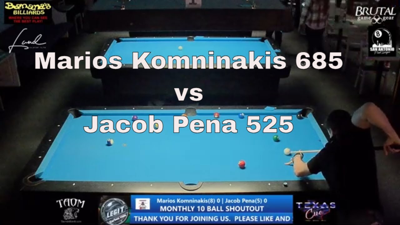 Semifinals: Marios Komninakis vs Jacob Pena \ 10 Ball Shoot Out - YouTube