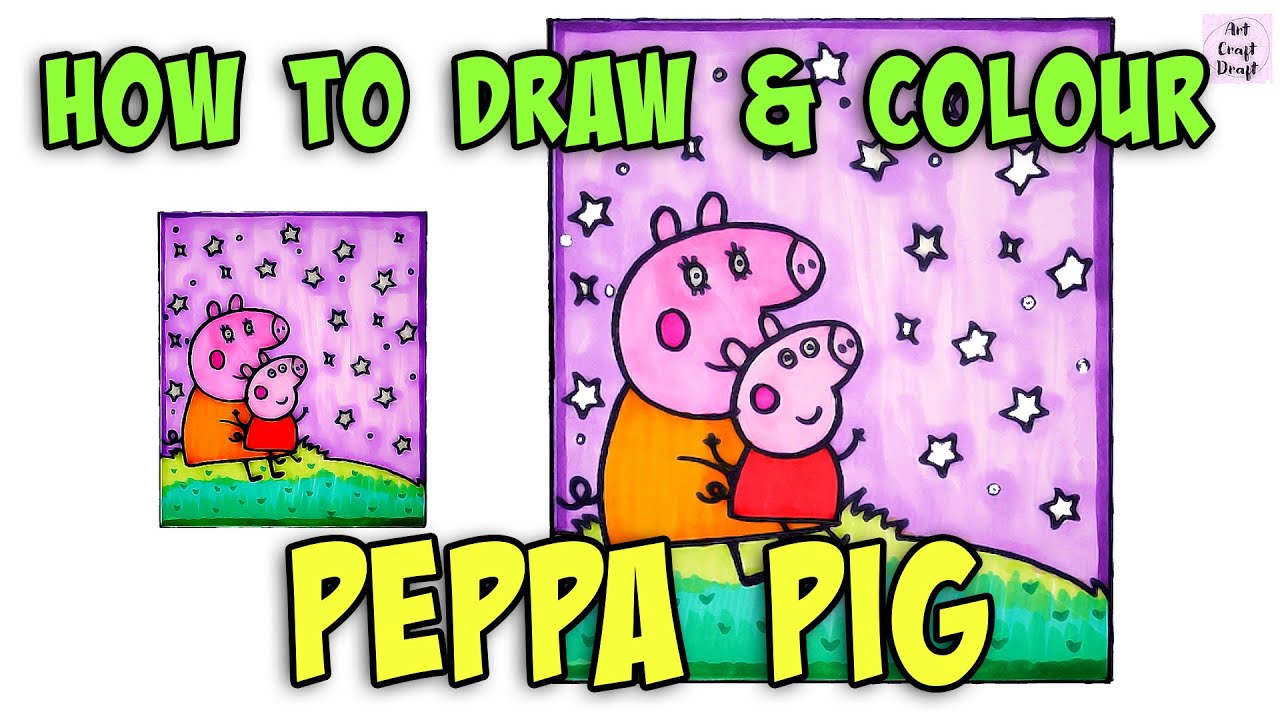 How to Draw & Color Peppa Pig | Mummy Pig | Easy Coloring | Step By ...