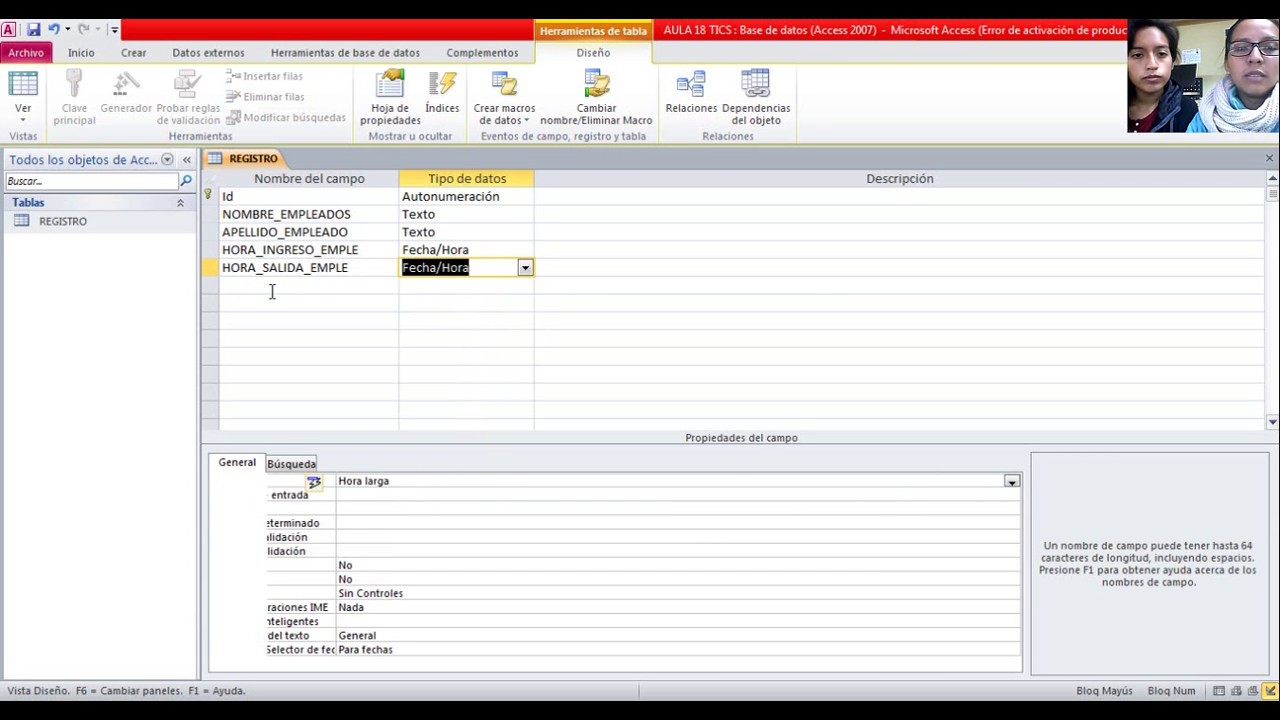 Tipos de datos: Autonumeracion/Fecha y hora. Microsoft Access 2010 - YouTube