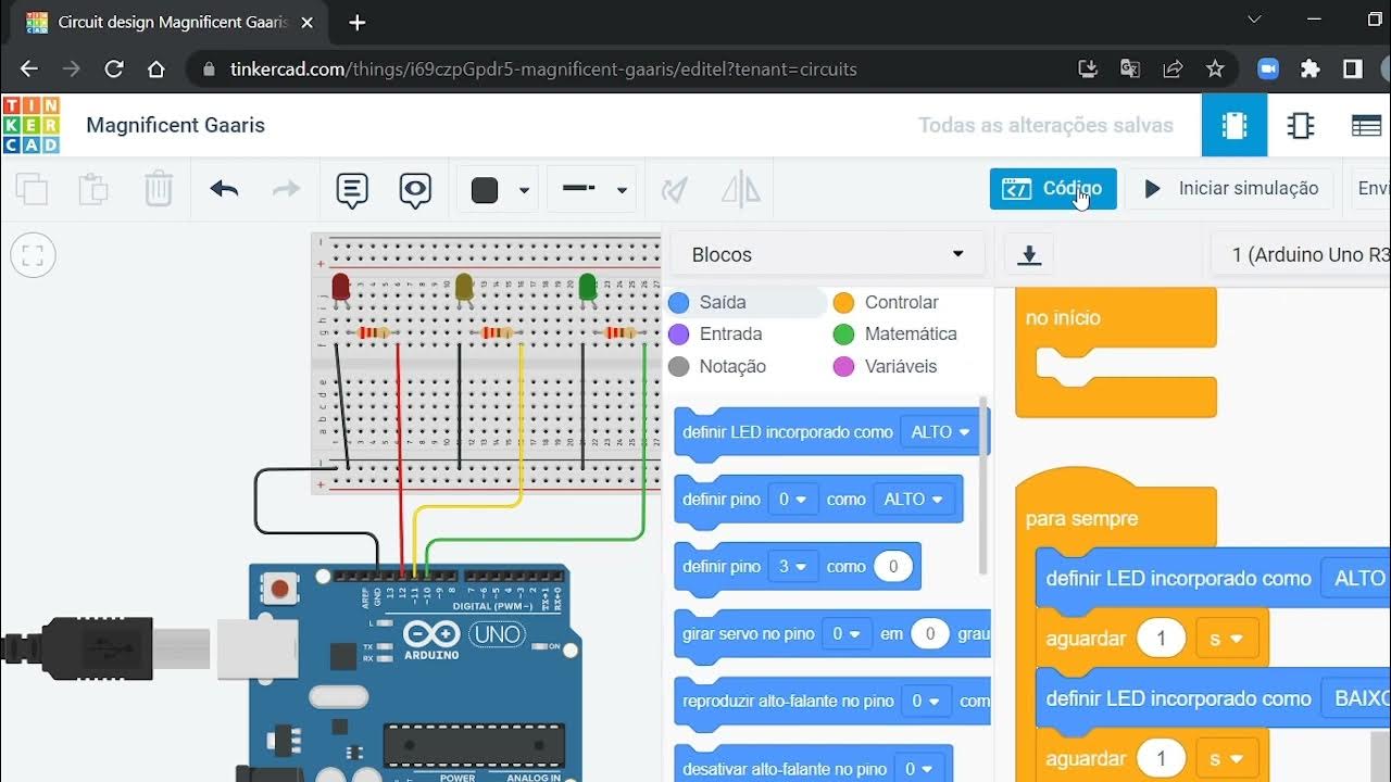 Criando Semáforo Com Arduino No Tinkercad Youtube