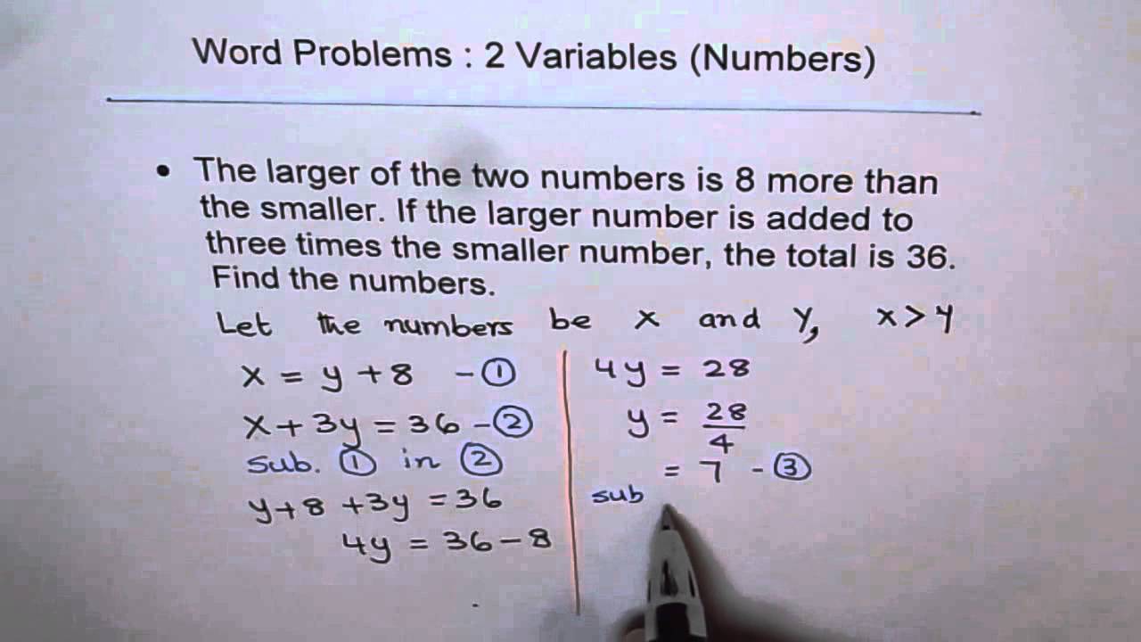Number Word Problems in 2 Variables - YouTube