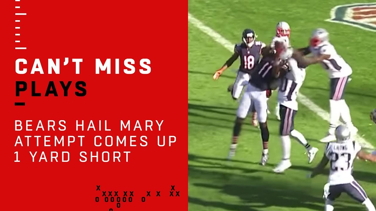 Bears Hail Mary Attempt Comes Up 1 Yard Short!!! - YouTube