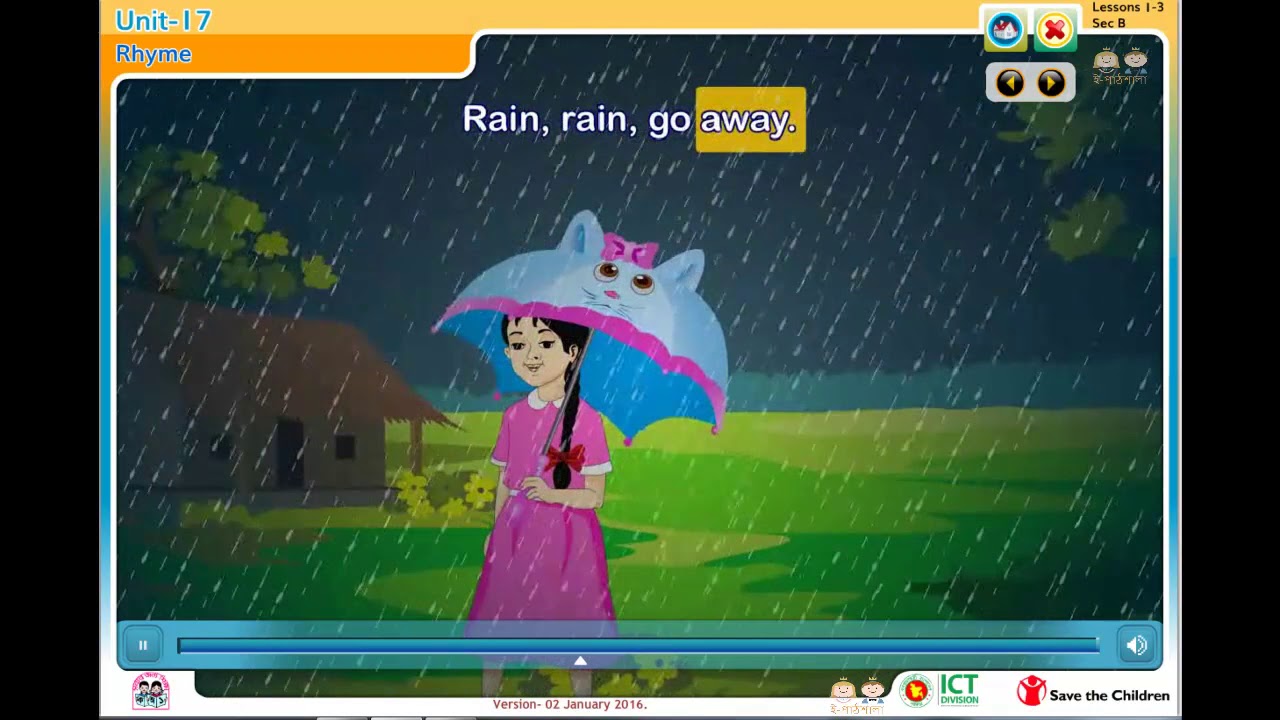 English For Today Class 1 Rhyme Rain Rain Go Away - YouTube