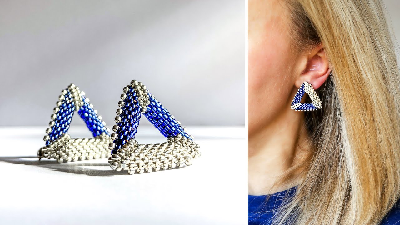 Triangle beaded earrings | Elegant design | Beading tutorial - YouTube