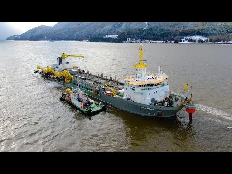 Kitimat Harbour Dredging  for LNG Canada and Rio Tinto Alcan Smelter flyover 4K BC