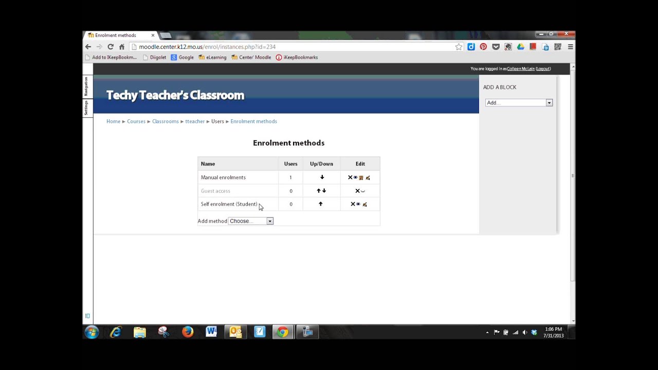 Moodle - setting enrollment key - YouTube