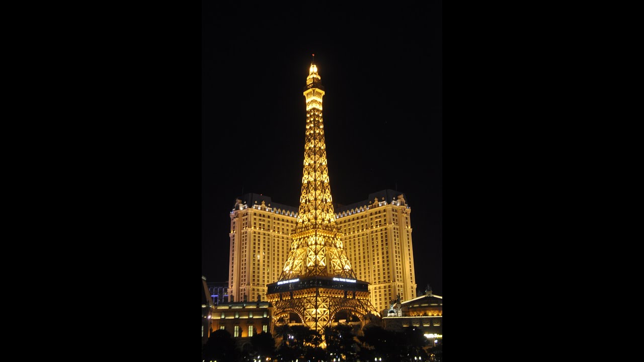 View of Bellagio Fountain & Las Vegas from the Top of Eiffel Tower of ...