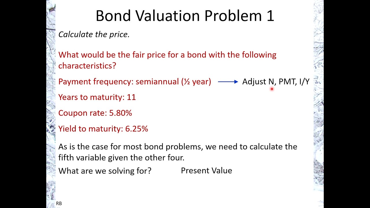 Bond Valuation Problem 1 - YouTube