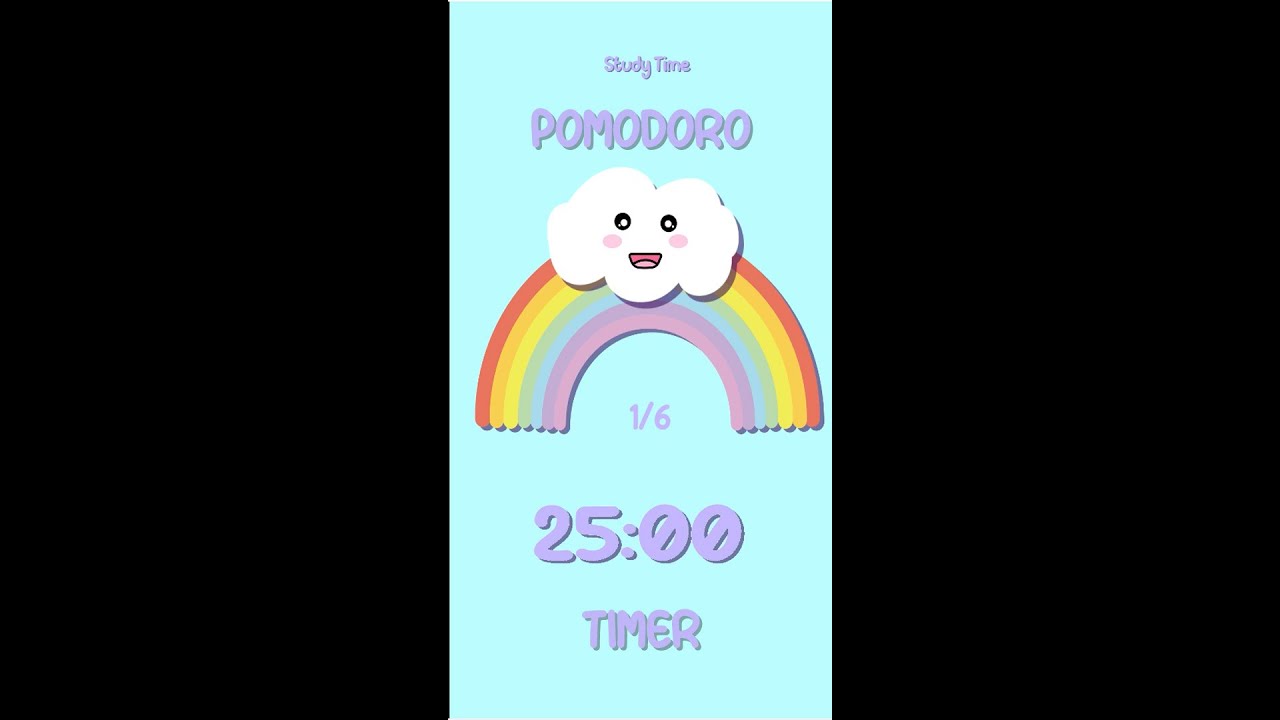 Cute Rainbow Pomodoro Timer 25/5 - 6 sets (3 hours) Cute aesthetic ...
